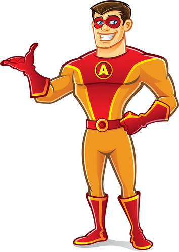 Handsome Cartoon Superhero Wearing A Mask Is Standing And Invite To ...