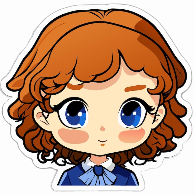 Charming Chibi Girl with Curly Ginger Hair | Jiffy Designs