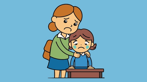 Caring Teacher Comforting Distressed Student at Desk | Jiffy Designs