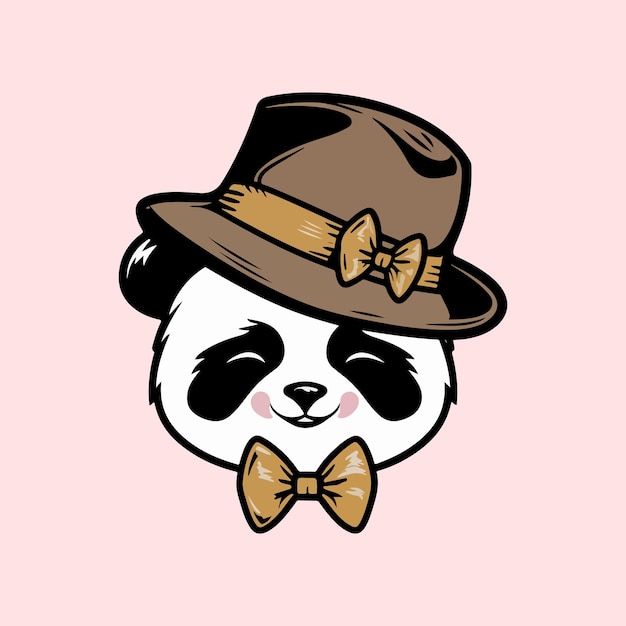 Dapper Panda Wearing Fedora and Bow Tie | Jiffy Designs