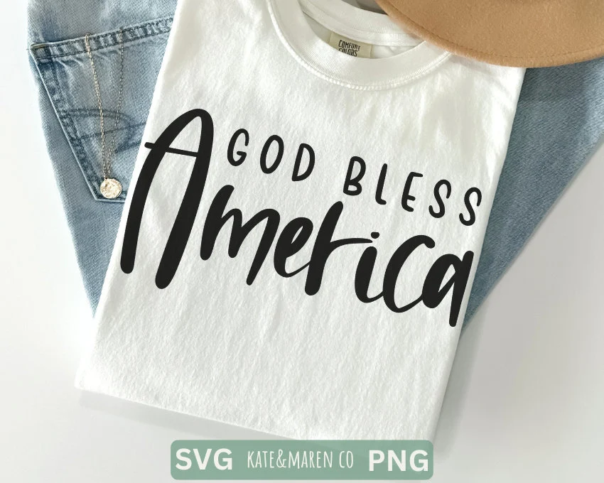 'God Bless America' in Bold Black Handwritten Script with Stylish ...