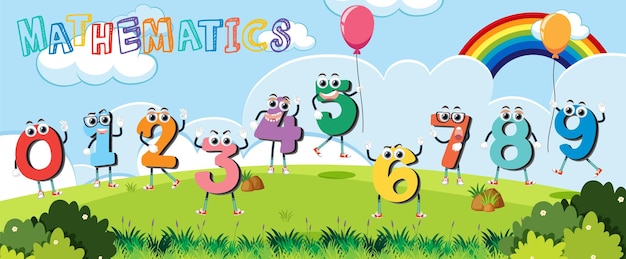 Colorful Mathematics Characters in a Whimsical Outdoor Scene | Jiffy ...