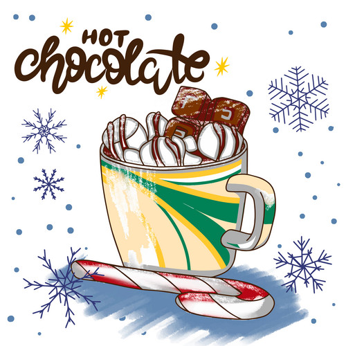 Hand Lettering, Hot Chocolate, Delicious Drink With Marshmallow And ...