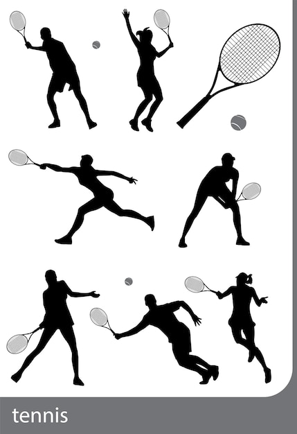 Dynamic Tennis Player Silhouettes Showcase Diverse Action Poses | Jiffy ...