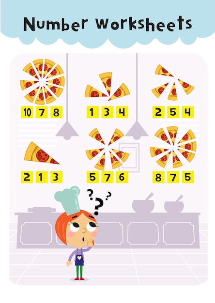 Vibrant Pizza-Themed Number Worksheets for Playful Learning | Jiffy Designs