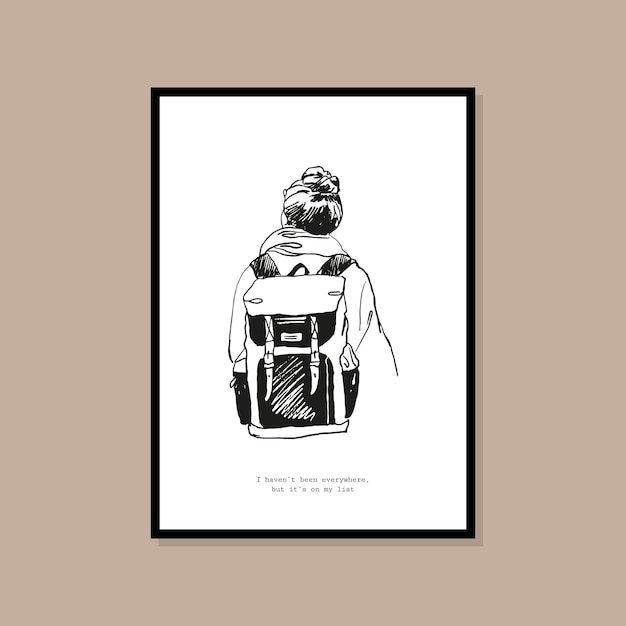 Stylish Backpacker Illustration with Detailed Sketch | Jiffy Designs