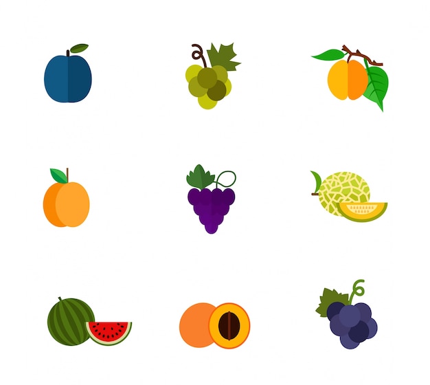 Vibrant Fruit Illustration Collection: Diverse Shapes and Colors ...