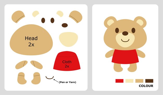 Cute Teddy Bear Craft Template with Clothing and Accessories | Jiffy Designs