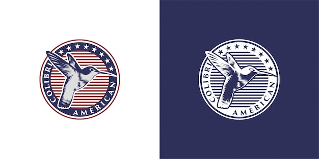 Patriotic Hummingbird Emblem with Stripes and Stars | Jiffy Designs