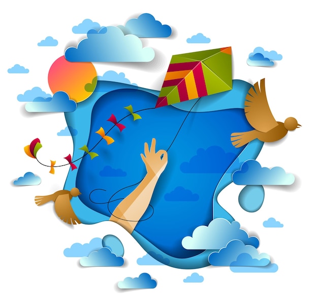 Vibrant Kite Soaring Through Whimsical Sky | Jiffy Designs