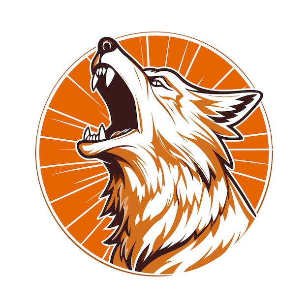 Majestic Howling Wolf Emblem with Vibrant Sunburst | Jiffy Designs