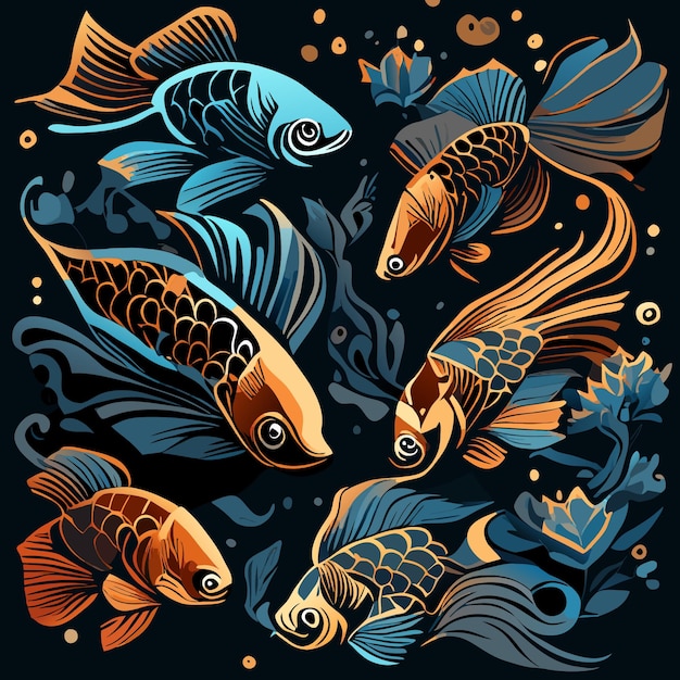 Vibrant Underwater Koi Fish Gathering in Tranquil Pond | Jiffy Designs