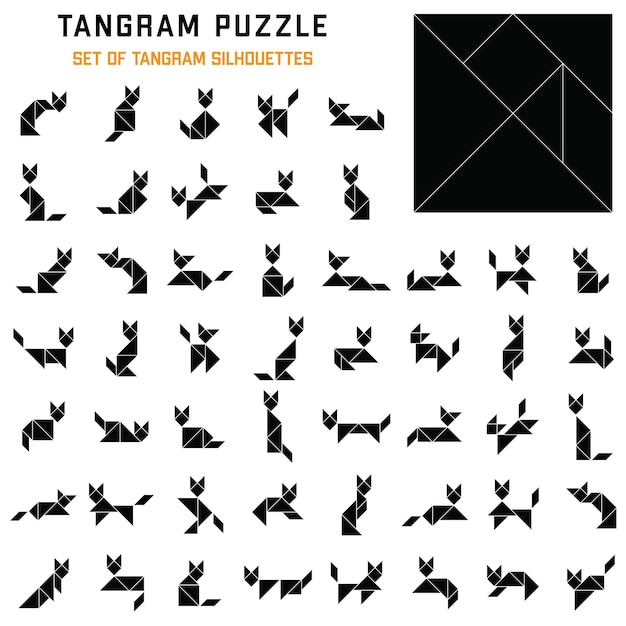 Versatile Tangram Silhouettes: A Playful Collection of Geometric Shapes ...