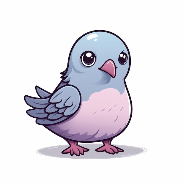 Adorable Cartoon Pigeon with Expressive Eyes and Blushing Cheeks ...