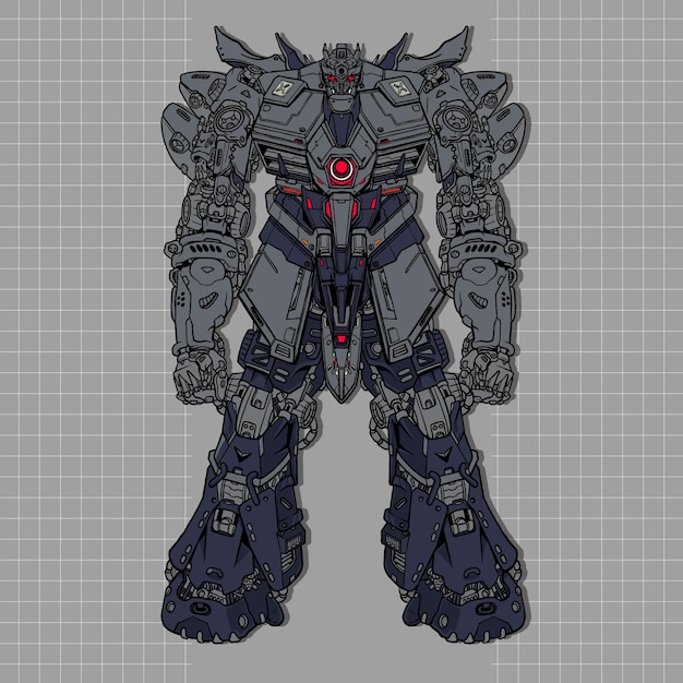 Powerful Mech Warrior Adorned with Intricate Mechanical Details | Jiffy ...