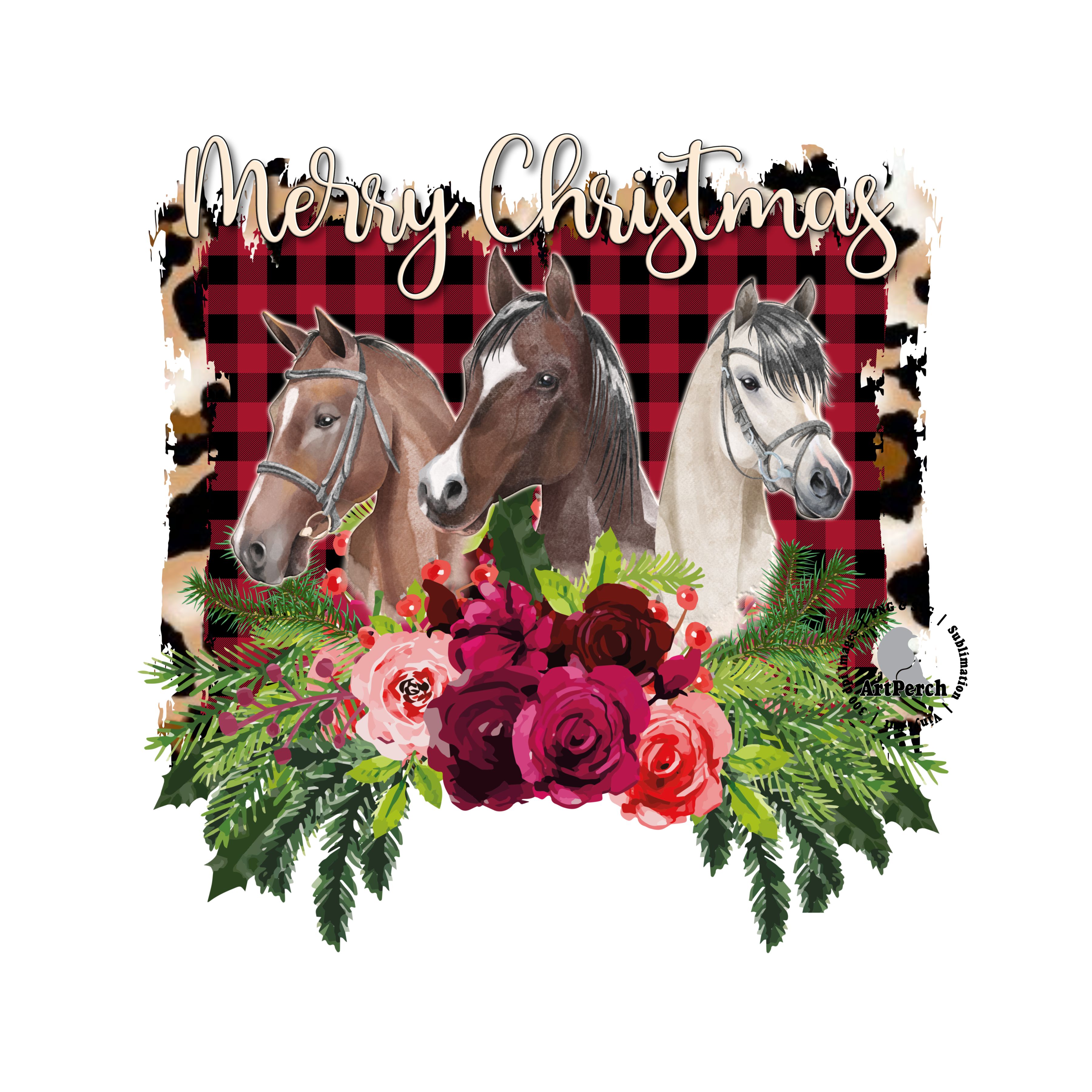 Merry Christmas Shirt Design, Western Christmas, Christmas Horses PNG ...