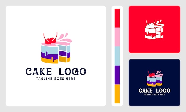 Vibrant Cake Emblem with Layered Sweets and Cherry Topping | Jiffy Designs