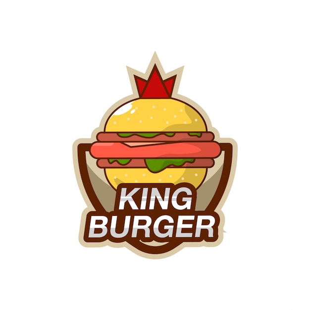 Retro-Style King Burger Logo with Crowned Hamburger Illustration ...