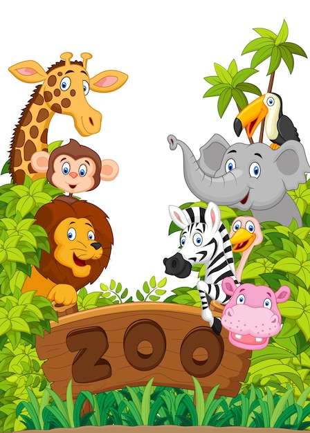 Whimsical Zoo Animal Illustration with Vibrant Colors and Textures ...