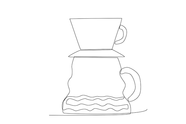 Minimalist Line Art Coffee Maker Illustration | Jiffy Designs