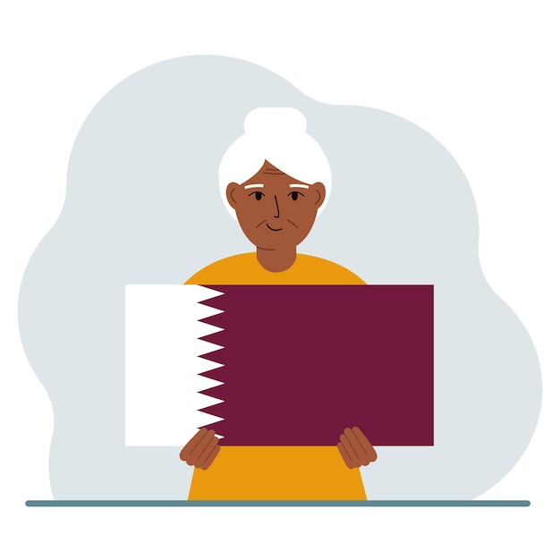 Qatari Man Holding National Flag | Jiffy Designs