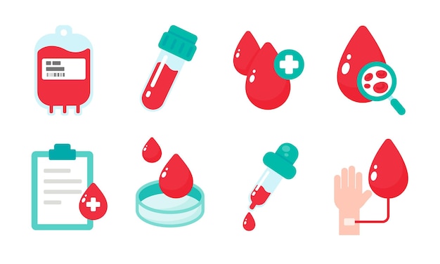 Vibrant Medical Symbols: Blood Donation, Testing, and Care | Jiffy Designs