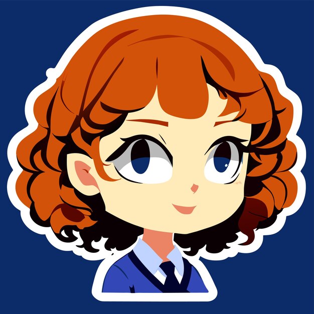 Charming Cartoon Girl with Curly Red Hair | Jiffy Designs