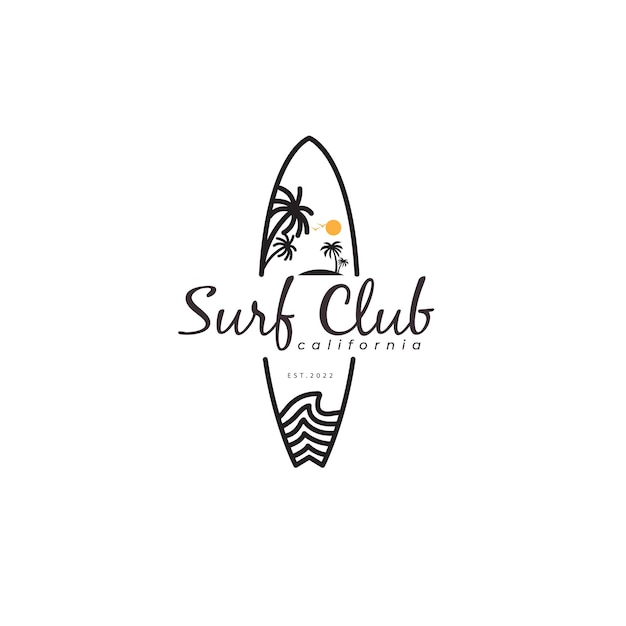 Iconic Surf Club Emblem with Tropical Palm Tree | Jiffy Designs
