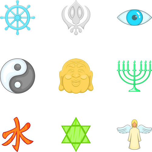 Faith Icons Set. Cartoon Illustration Of 9 Faith Vector Icons For Web ...