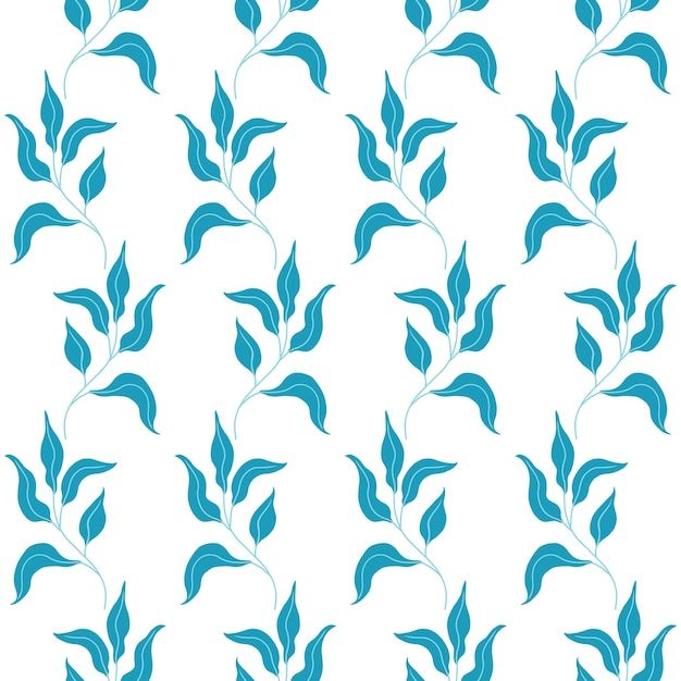 Elegant Teal Leaf Pattern on White Background | Jiffy Designs