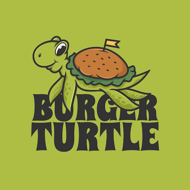 Charming Burger-Themed Turtle Mascot Illustration | Jiffy Designs