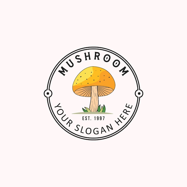 Vintage Mushroom Logo with Customizable Slogan | Jiffy Designs