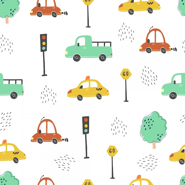 Vibrant Collection of Whimsical Cartoon Cars and Traffic Signals ...