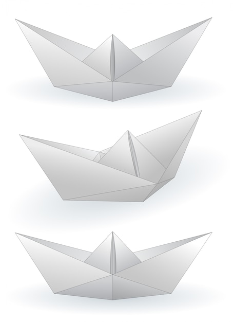 Elegant Paper Boat Trio in Minimalist Monochrome Design | Jiffy Designs