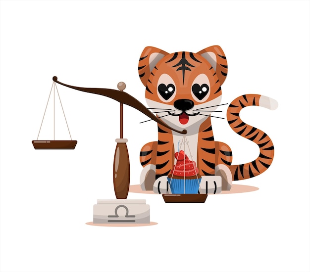 Cute Cartoon Tiger Balancing Justice Scales and Gavel | Jiffy Designs