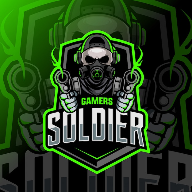 Fearless Gamer Soldier Emblem in Vibrant Green | Jiffy Designs