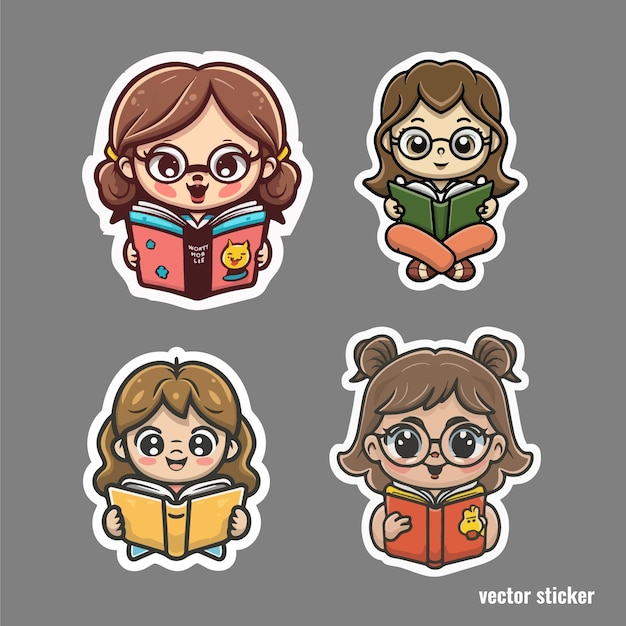 Charming Collection of Bookworm Stickers for Readers and Learners ...