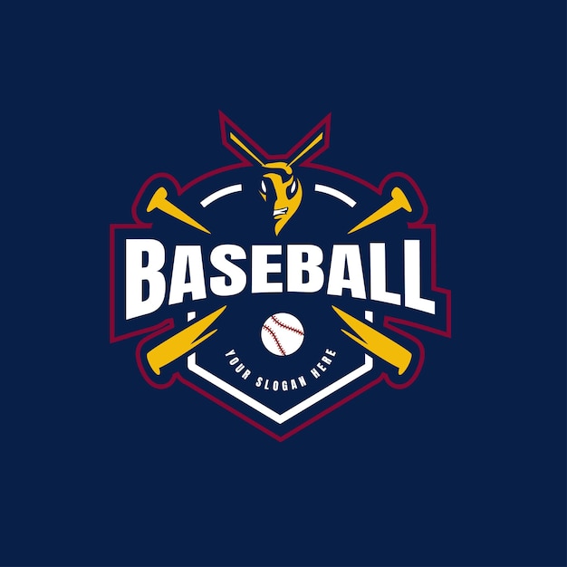 Vibrant Baseball Logo with Crossed Bats and Ball | Jiffy Designs