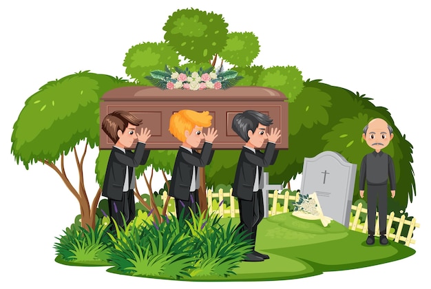 Somber Funeral Procession in Verdant Graveyard Setting | Jiffy Designs