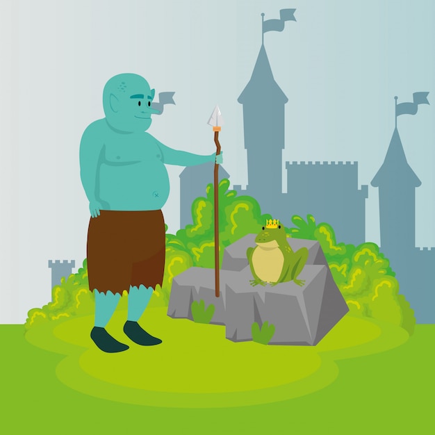 Whimsical Castle Landscape with Friendly Green Troll | Jiffy Designs