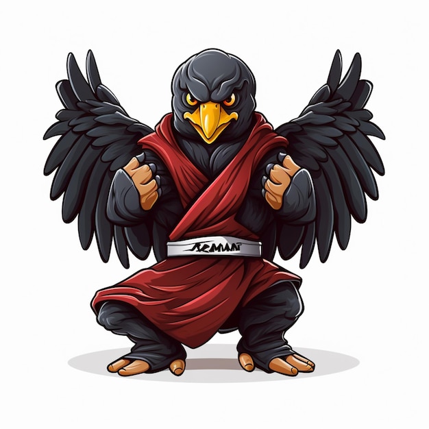 Fierce Raven Warrior in Crimson Robes | Jiffy Designs
