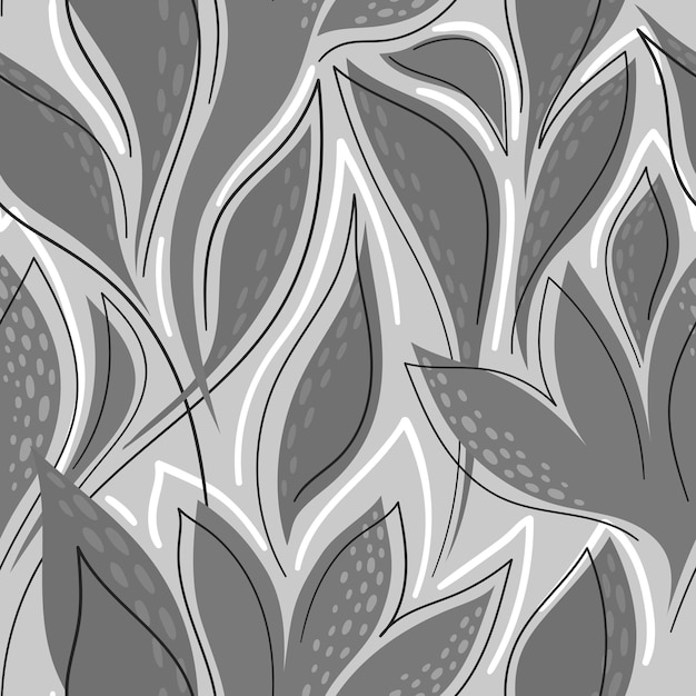 Intricate Monochrome Floral Pattern with Overlapping Leaf Shapes ...