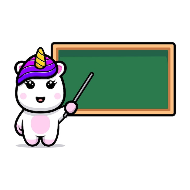 Cheerful Unicorn Teaching at Chalkboard | Jiffy Designs