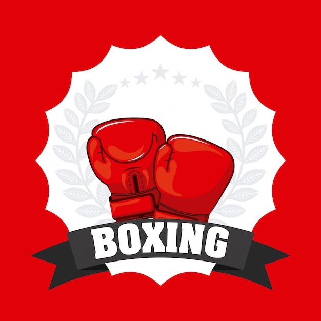 Striking Red Boxing Gloves Emblem with Laurel Wreath | Jiffy Designs