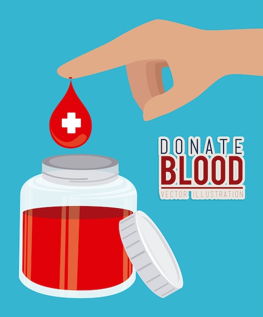 Hand Donating Blood Drop in Jar with Typography | Jiffy Designs