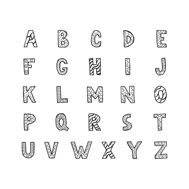 Whimsical Hand-Drawn Alphabet Letters in Charcoal Sketch Style | Jiffy ...