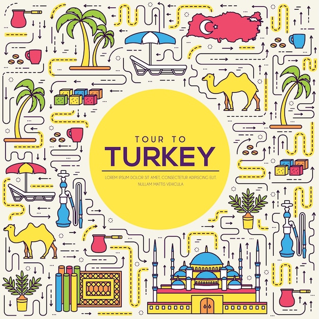 Vibrant Symbols and Icons Inviting Exploration of Turkey's Diverse ...