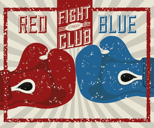Vintage Boxing Gloves Poster: Red vs Blue Fight Club | Jiffy Designs