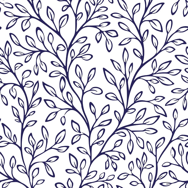 Elegant Botanical Foliage Pattern in Navy Blue | Jiffy Designs