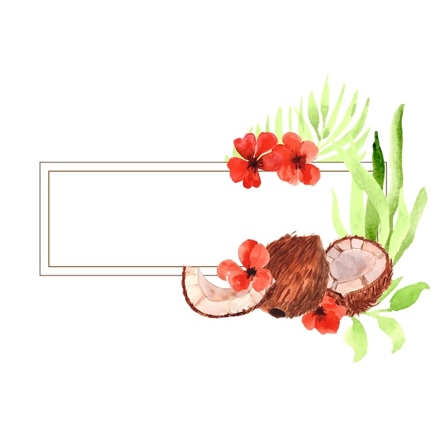Vibrant Tropical Floral Frame with Coconut Accents | Jiffy Designs